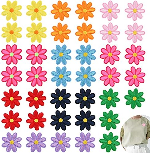 Molain 24 Pcs Flower Iron On Patches, Embroidered Cute Daisy Flower ...