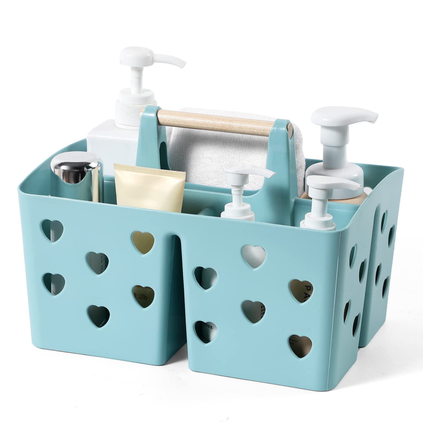 Amazon.com: Anyoifax Portable Shower Caddy Plastic Basket with Wood ...