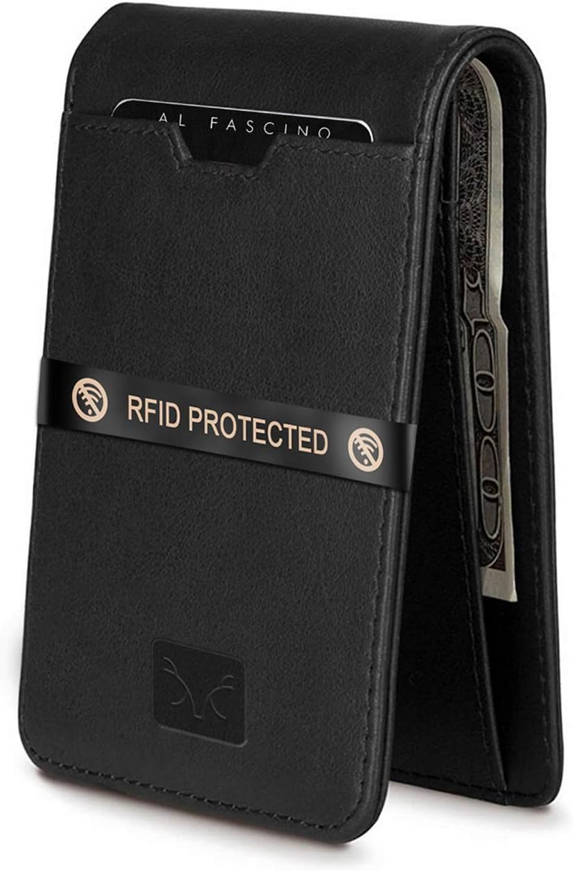 Buy AL FASCINO wallet slim wallet for men Black mens wallets RFID ...