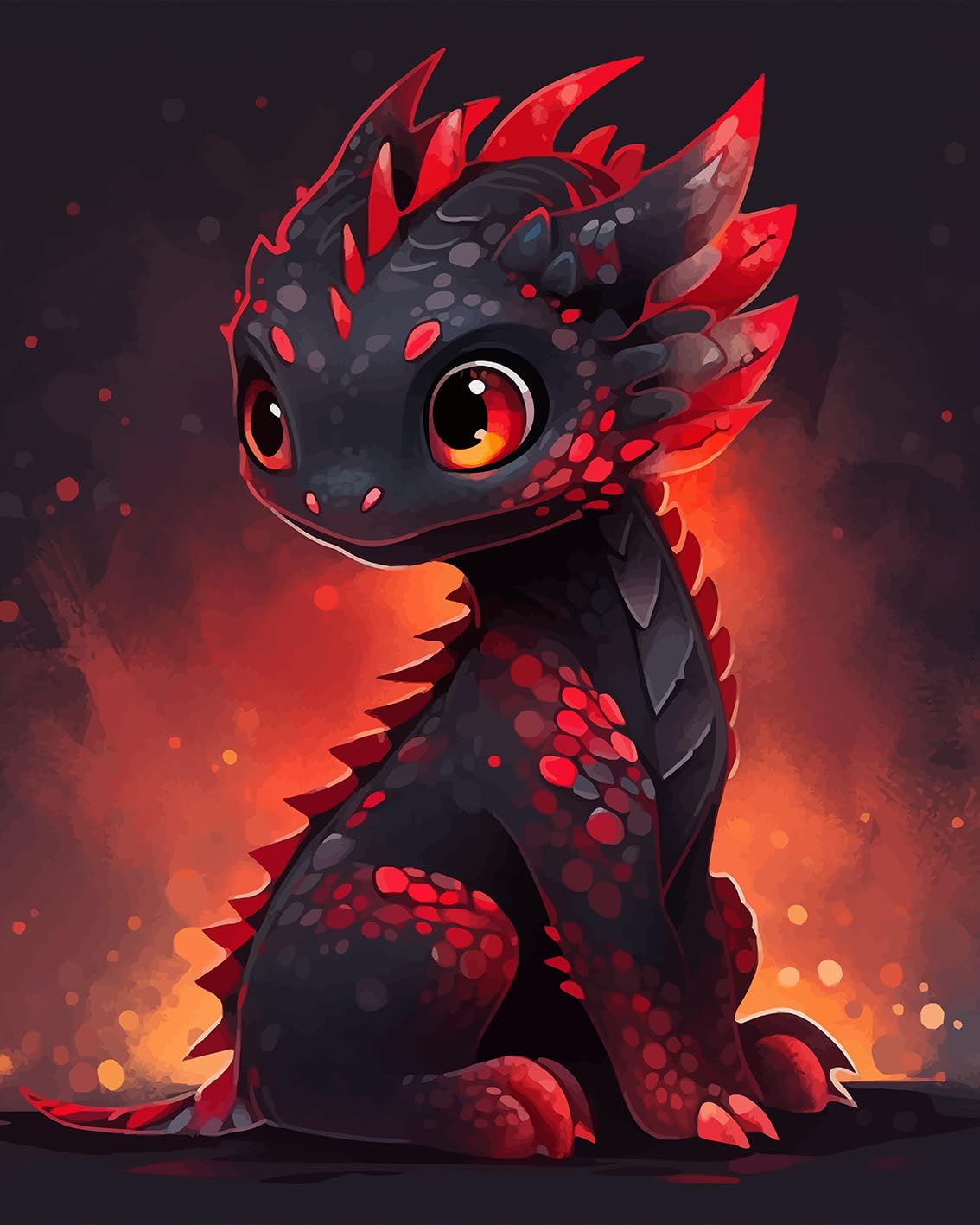 TISHIRON Paint by Numbers Cute Little Baby Dragon DIY Paint by Numbers ...