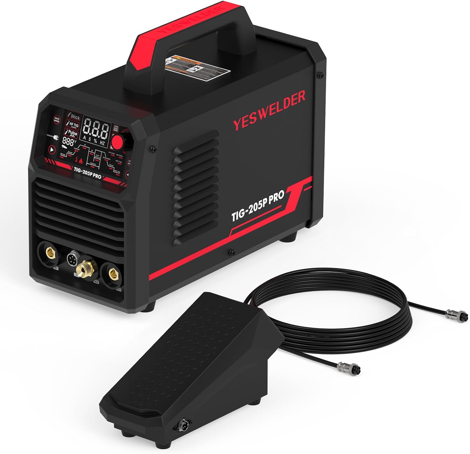 YESWELDER TIG Welder With Pulse 205Amp Large LED Display, STICK/DC TIG ...