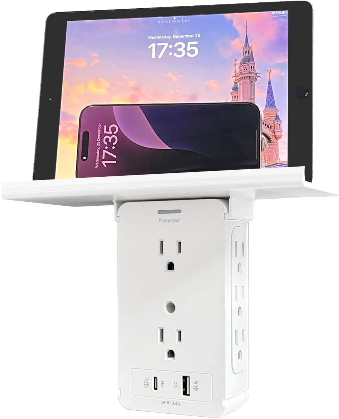 Amazon.com: PD20W Wall Outlet Extender, Outlet Splitter with Shelf and ...