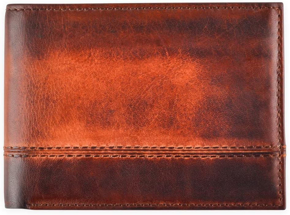 Amazon.com: BULL GUARD Cognac Brown Leather Wallet for Men | RFID ...