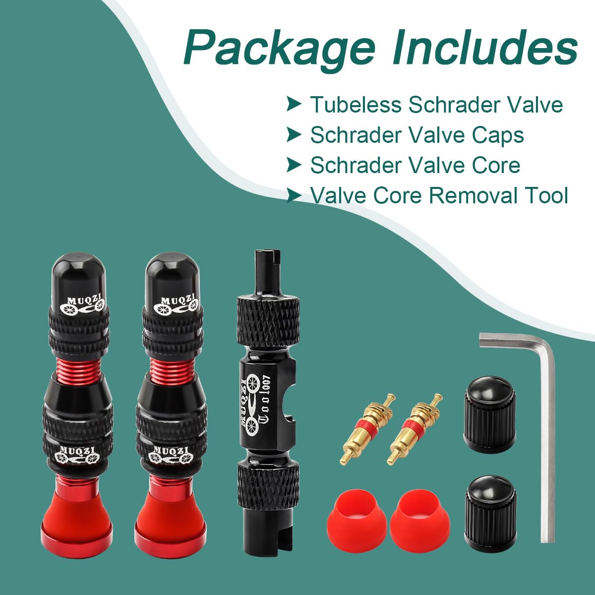 Snapklik.com : MUQZI Tubeless Schrader Valve Stems Kits - Alloy Bike No ...