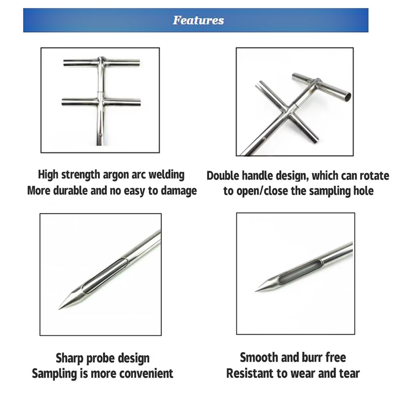 Soil Samplers Grain Sampling Probe - Stainless Steel Soil Test Kit 0.5 ...