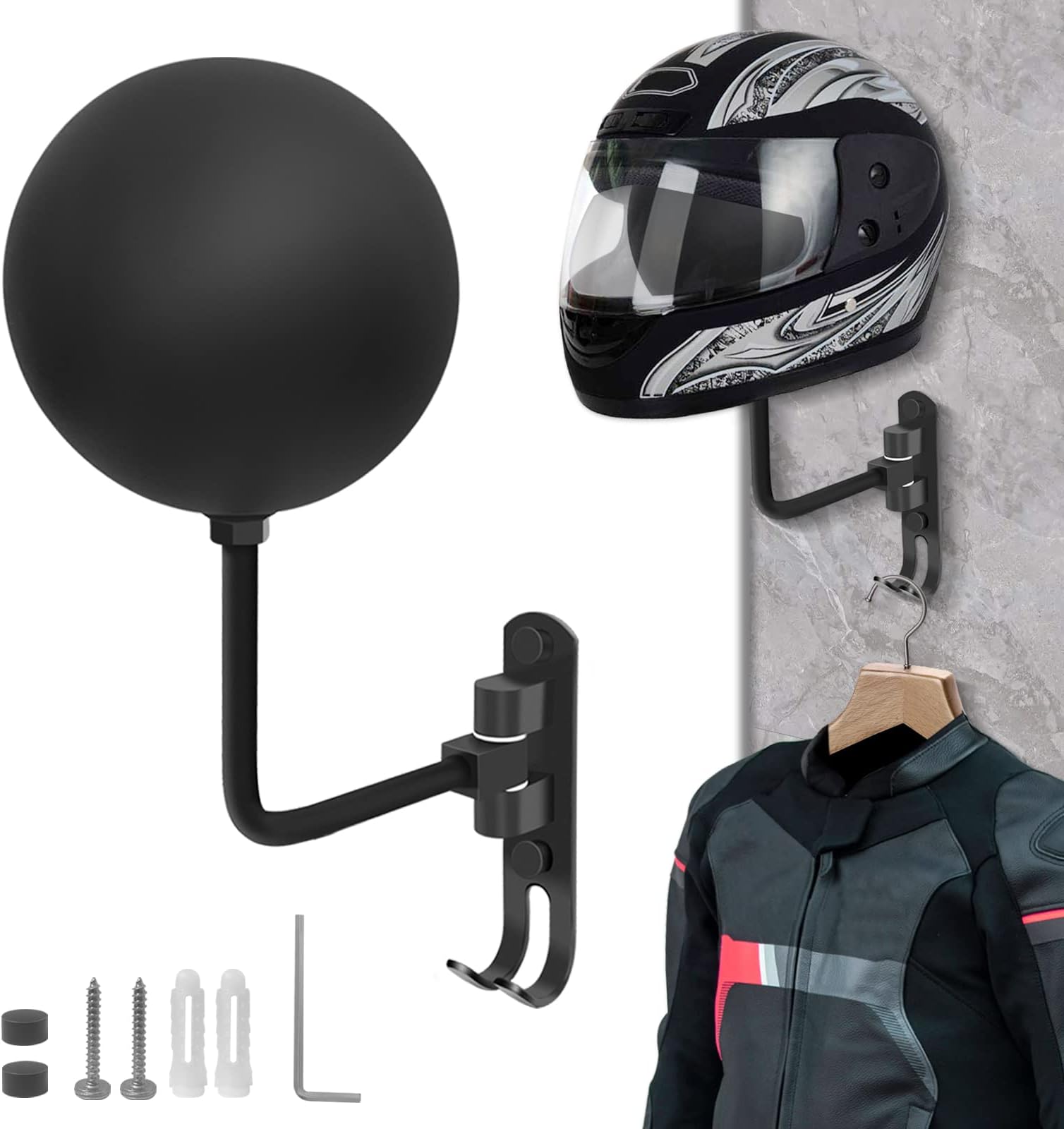 Amazon.com: HUAEU Helmet -Holder Wall-Mount Motorcycle-Helmet-Rack Wall ...