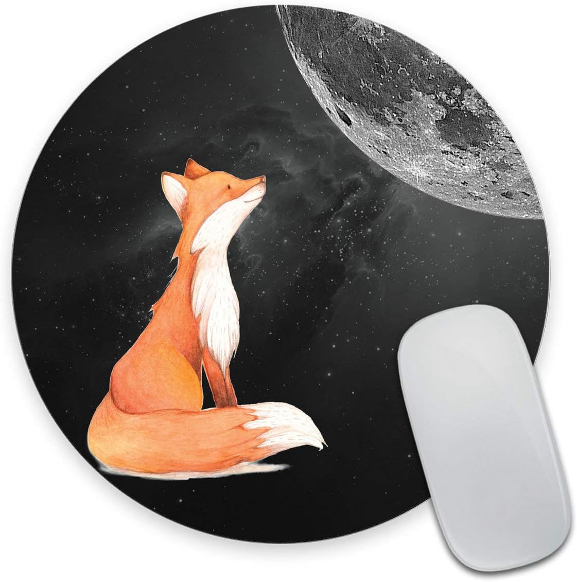 Amazon.com: Smooffly Fox Round Mouse Pad Custom, Fox and Moon Circular ...
