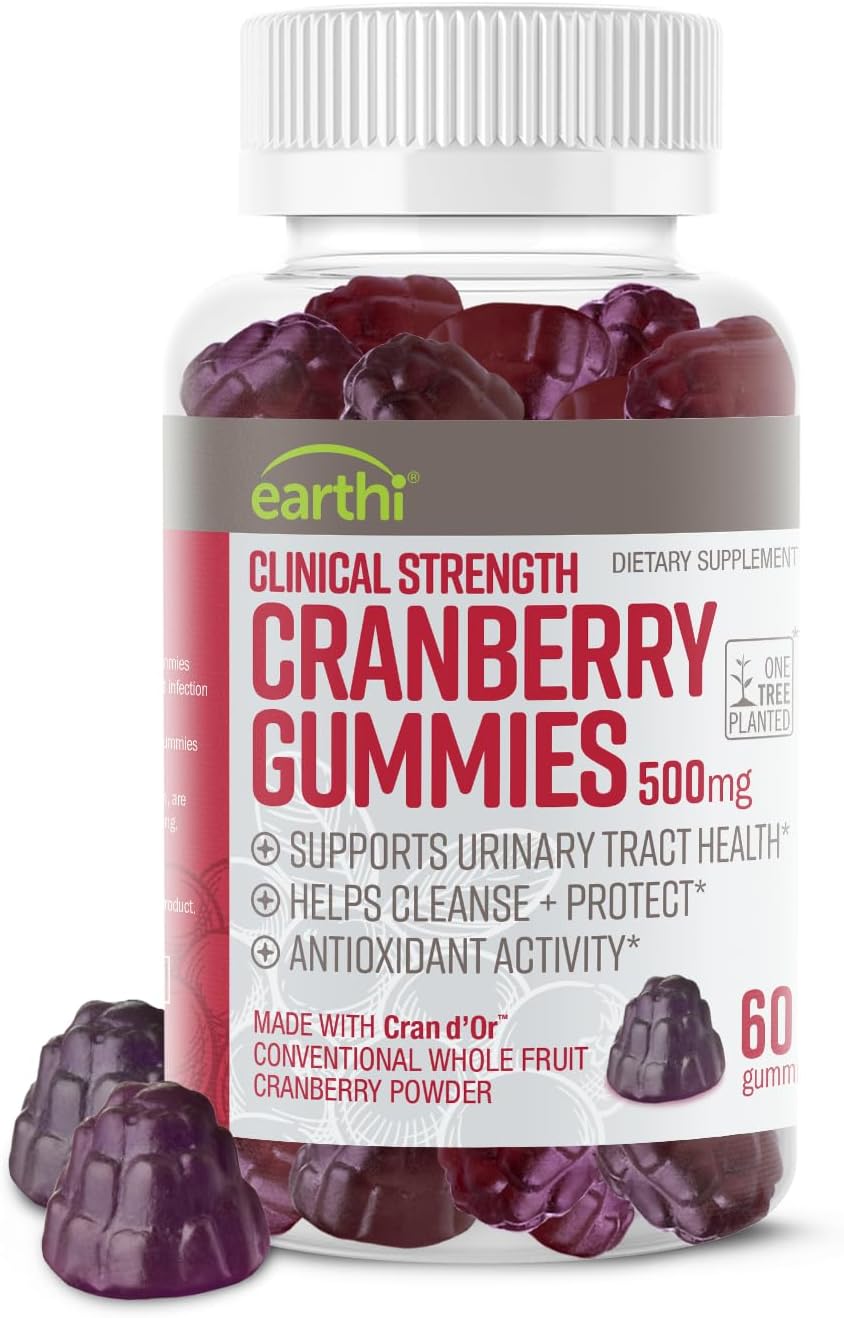 Amazon.com: Earthi Clinical Strength Cranberry Gummies 500mg - Urinary ...