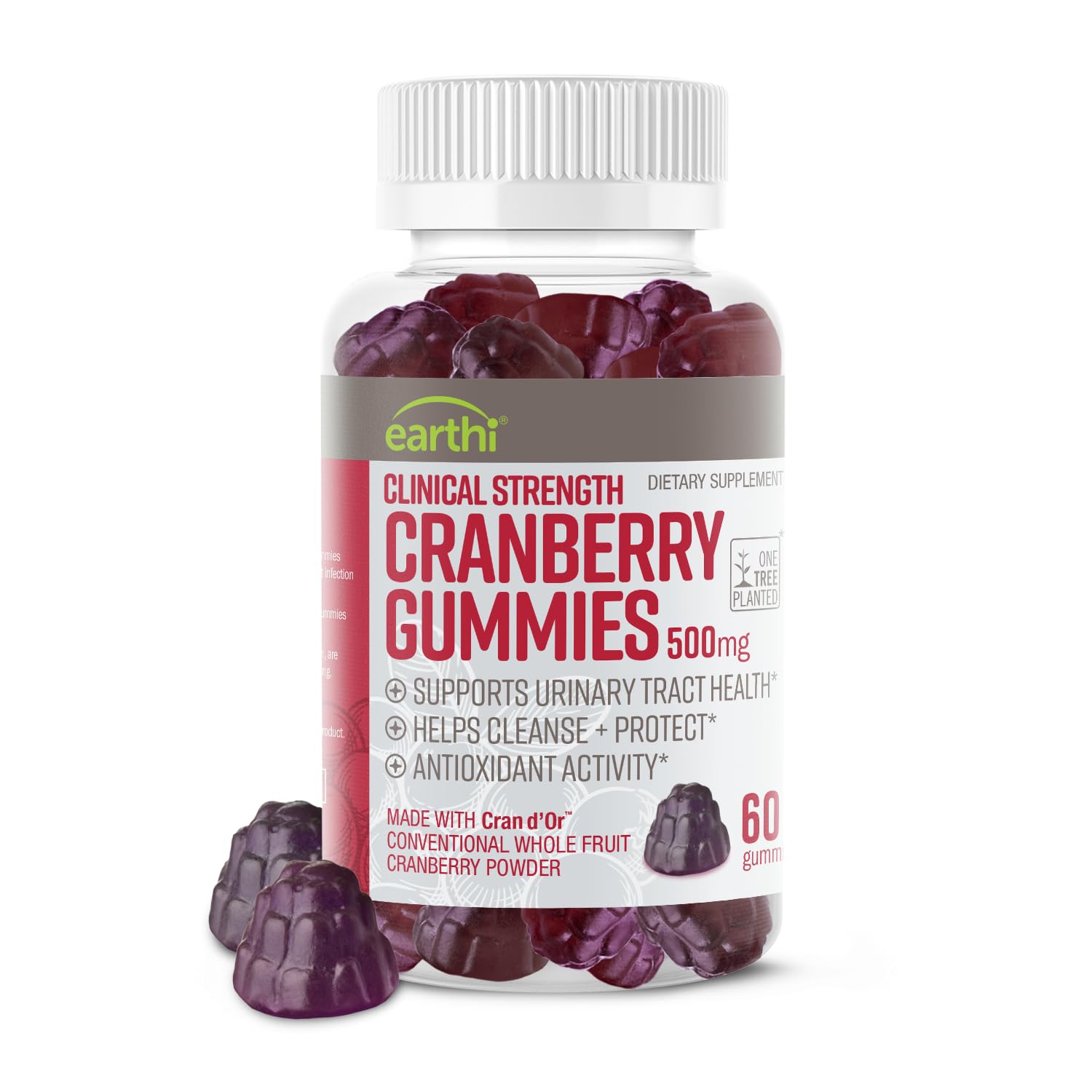 Amazon.com: Earthi Clinical Strength Cranberry Gummies 500mg - Urinary ...