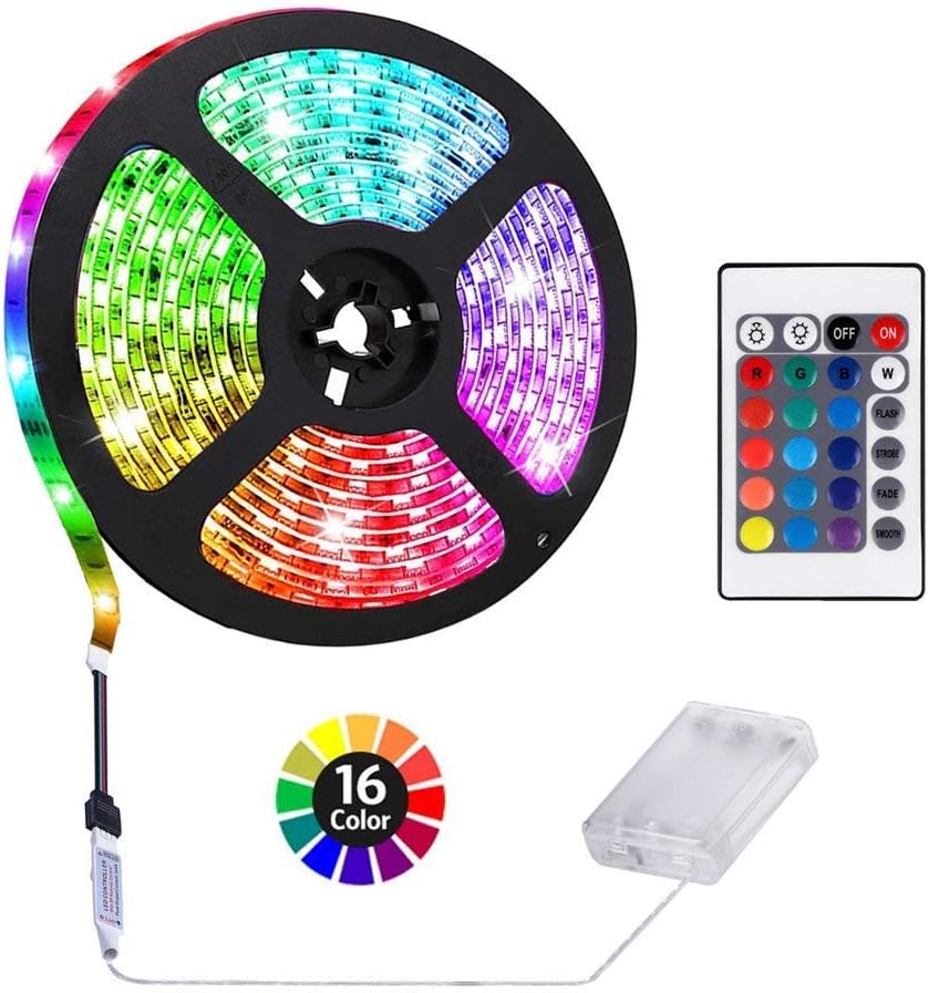 Amazon.com: HIKENRI 2M/6.6FT Battery Powered LED Strip Lights, Flexible ...