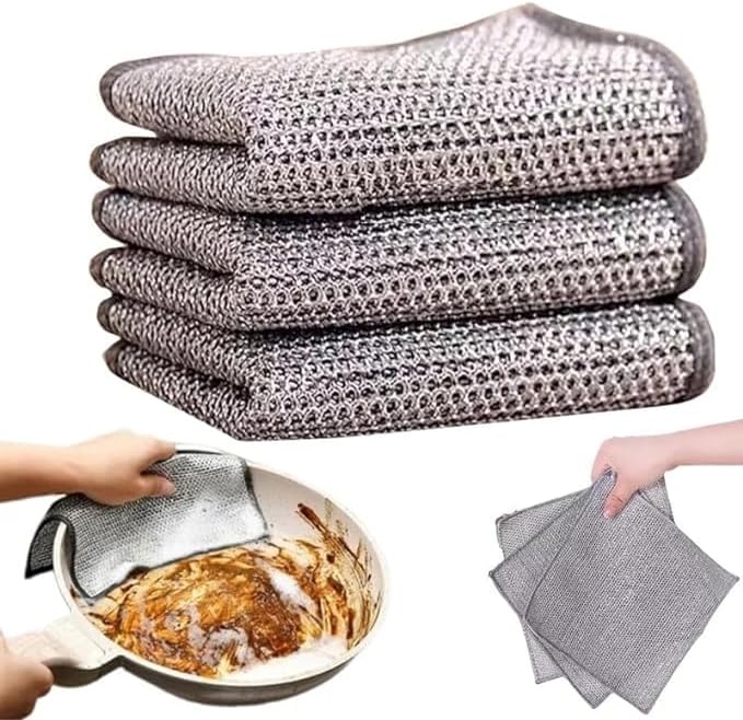 KROYWEN Multipurpose Wire Dishwashing Rags for Wet and Dry Stainless ...