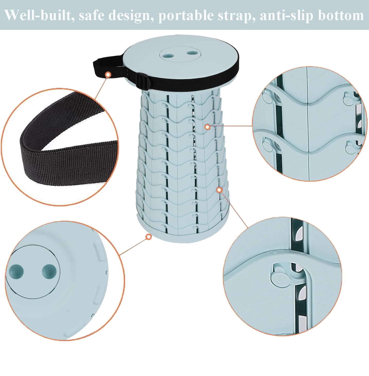 Snapklik.com : Upgraded Collapsible Stool, 400lbs Max Weight ...