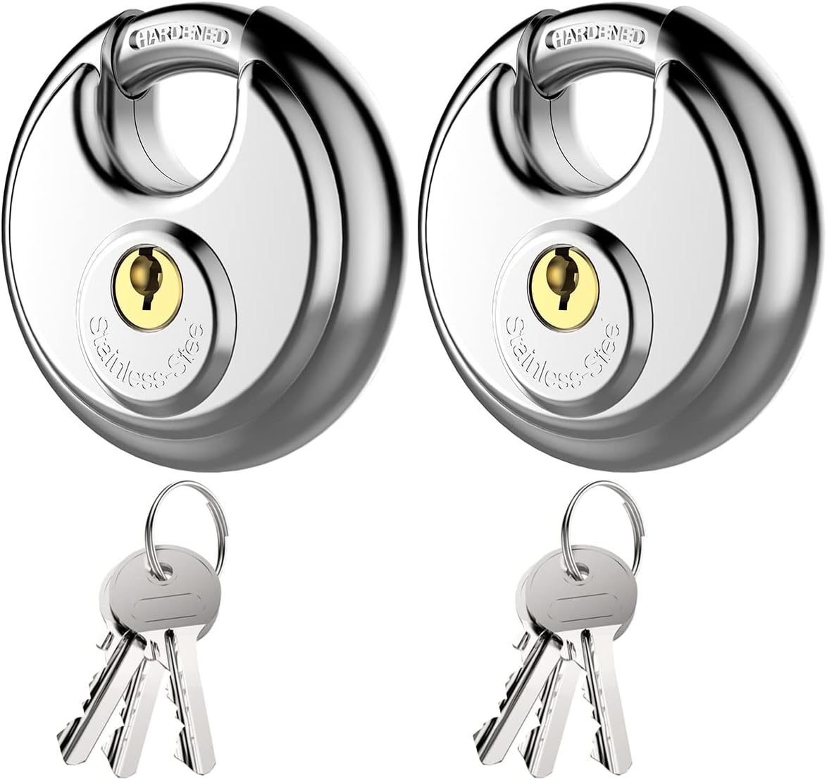Discus Padlock, 8 Pack Keyed Alike Disc Padlock, Stainless Steel Heavy ...