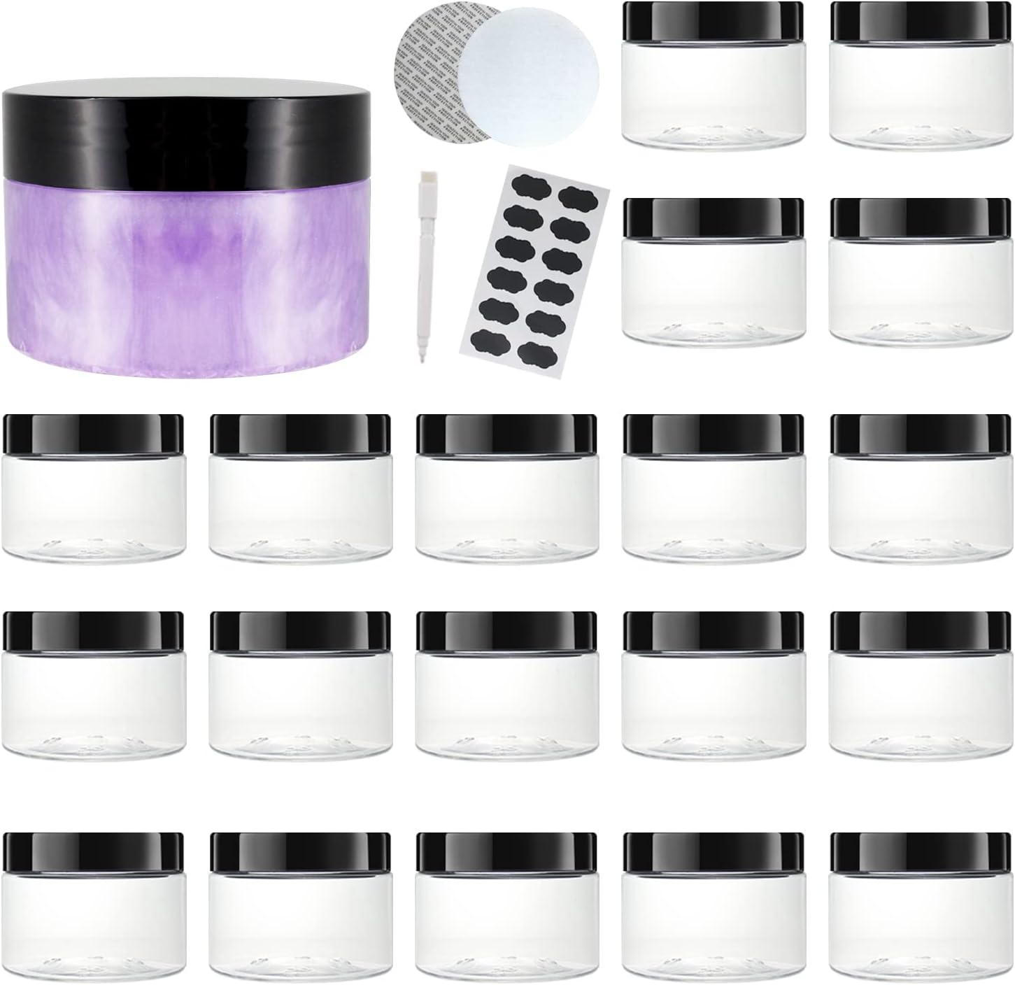 Amazon.com: zmybcpack 20 pack 2 OZ Round Clear Plastic Slime Jars With ...
