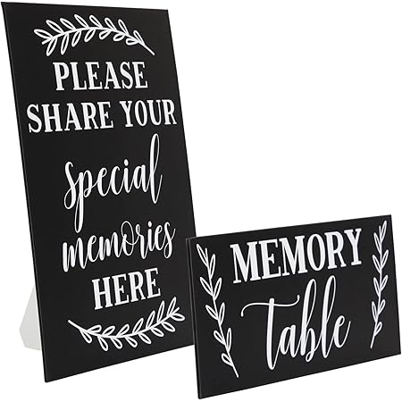 Angel & Dove Set of 2 Ivory Card Signs 'Memory Table' & 'Share Your ...