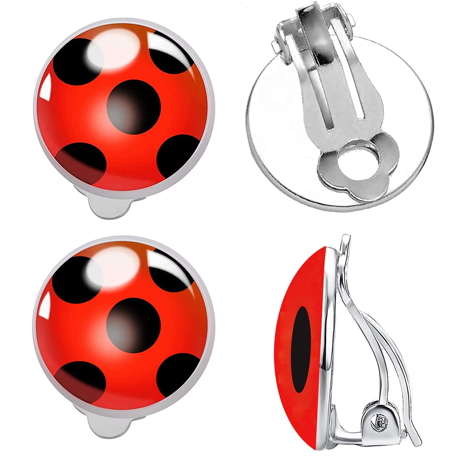 Amazon.com: OHINGLT Ladybug Clip on Earrings for Woman Silver Ear Cuff ...