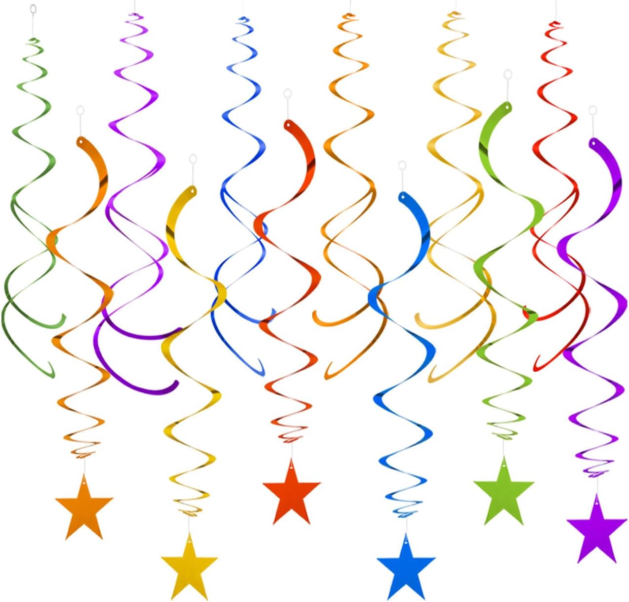 Amazon.com: GAKA Rainbow Foil Hanging Ceiling Swirls Garland,Colourful ...