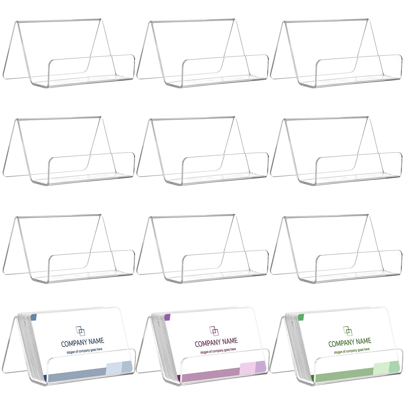 Hedume 12 Pack Business Card Holder for Desk, Office Acrylic Business ...