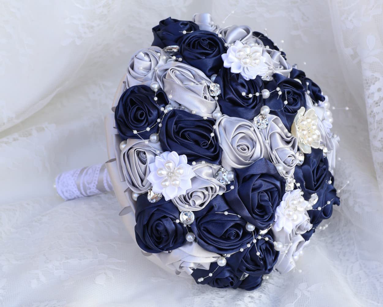 Navy Blue And Silver Wedding Flowers Navy Blue Bouquet Bridal Wedding