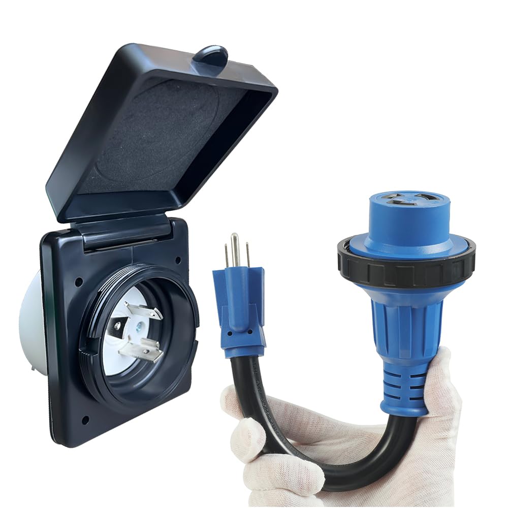 30 Amp RV Outlet to 15 Amp 110 Volt Standard Household Plug and 30 Amp ...