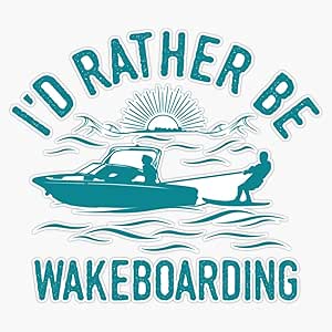 Amazon.com - Id Rather Be Wakeboarding Cool Funny Nerdy Wakeboarder ...