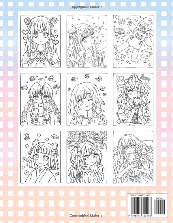 Snapklik.com : Kawaii Girls Coloring Book: Cute Anime Coloring Book For ...
