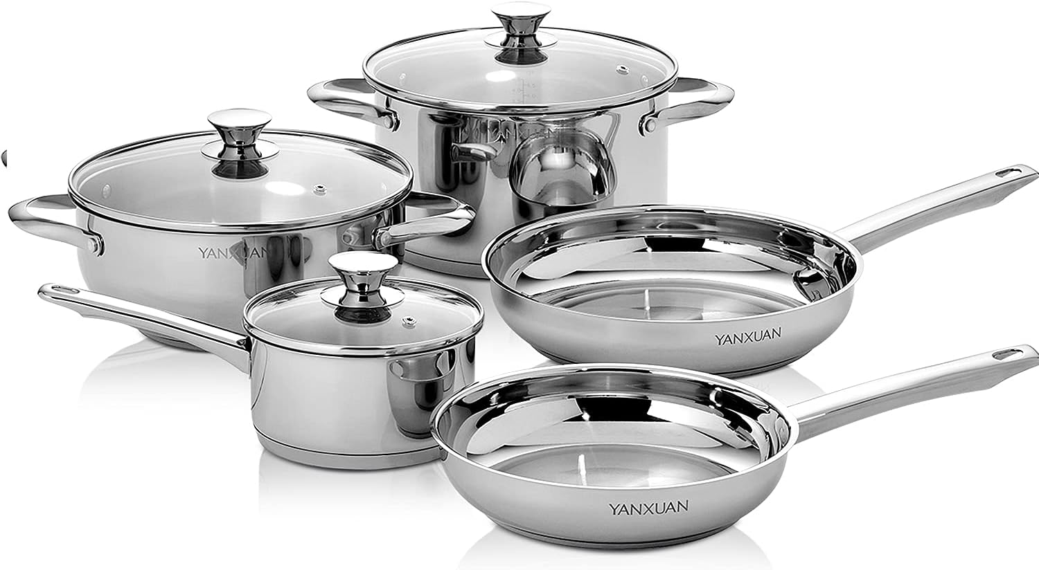 Amazon.com: YANXUAN Stainless Steel Cookware Set, 8-Piece Pots and Pans ...