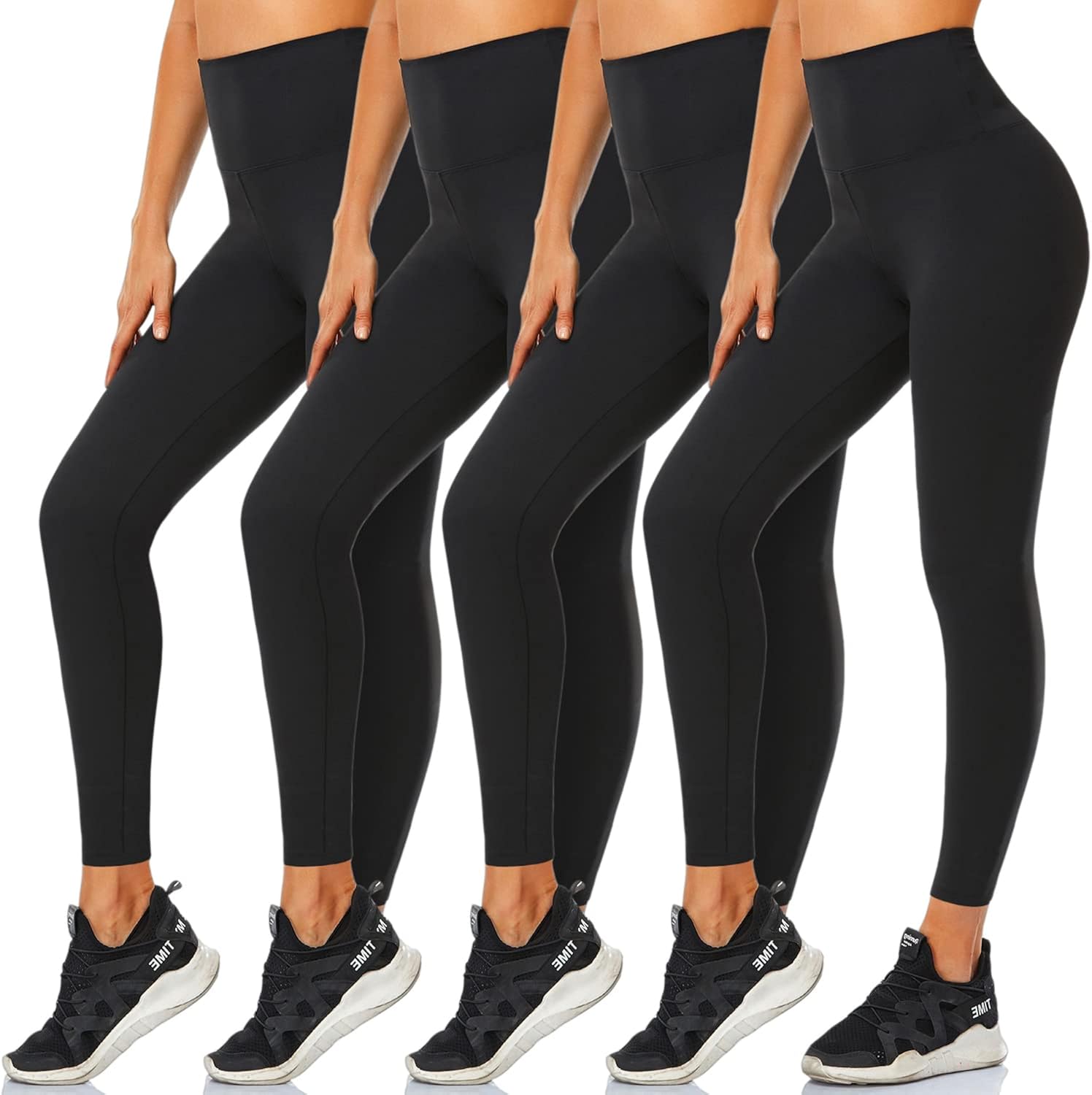 FULLSOFT 4 Pack Leggings for Women-No See-Through High Waisted Tummy ...