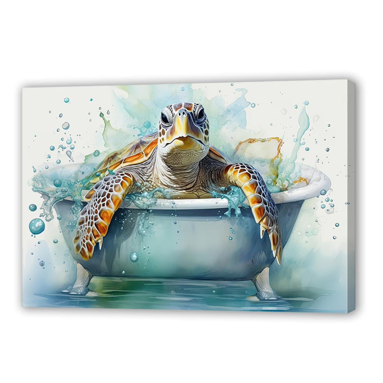 Amazon.com: QIXIANG Sea Turtle Bathroom Wall Art Funny Sea Turtle in ...