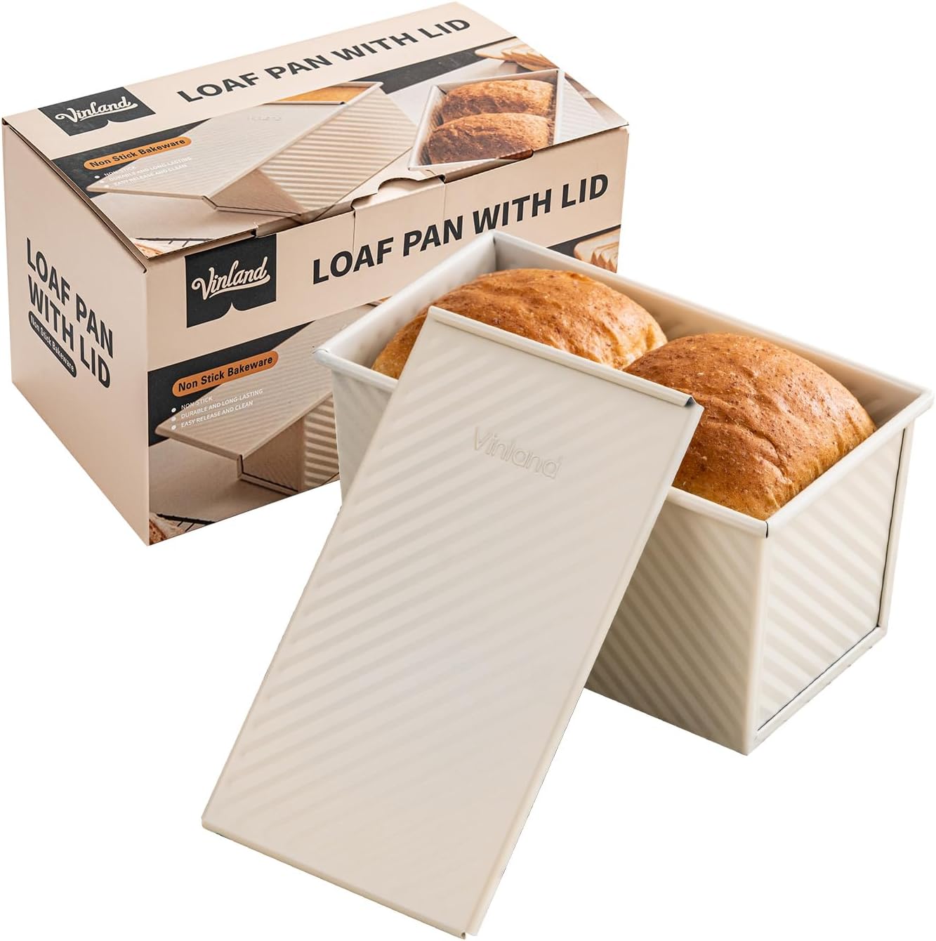 Amazon.com: 1Lb White Pullman Loaf Pan with Lid, Gluten Free Bread Pan ...