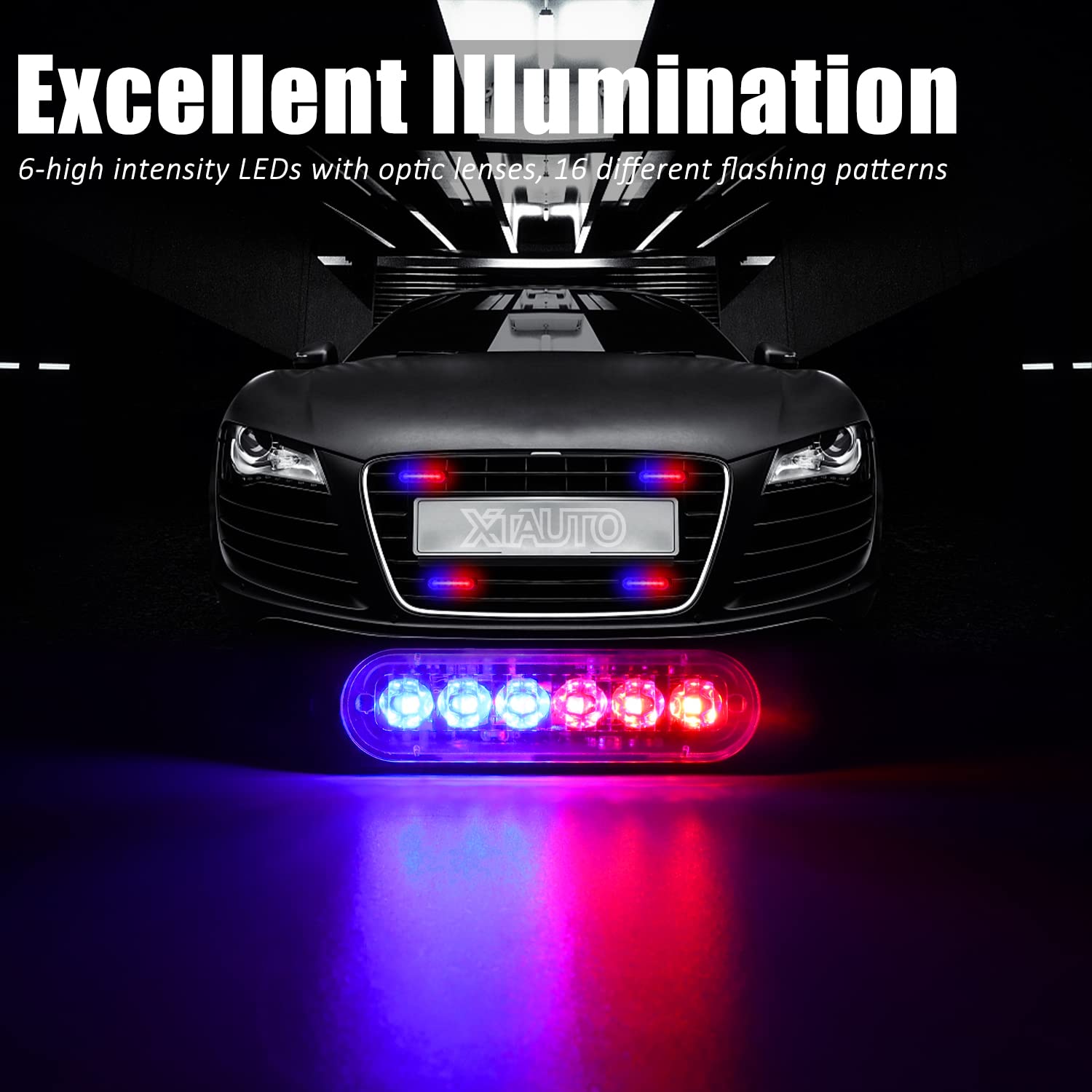 Snapklik.com : 4pcs LED Strobe Light Bar, Universal 12V-24V 18W Red ...