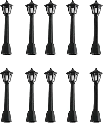 Tustao 10Pcs Black Mini Miniature Street Light Model, Railway Train ...