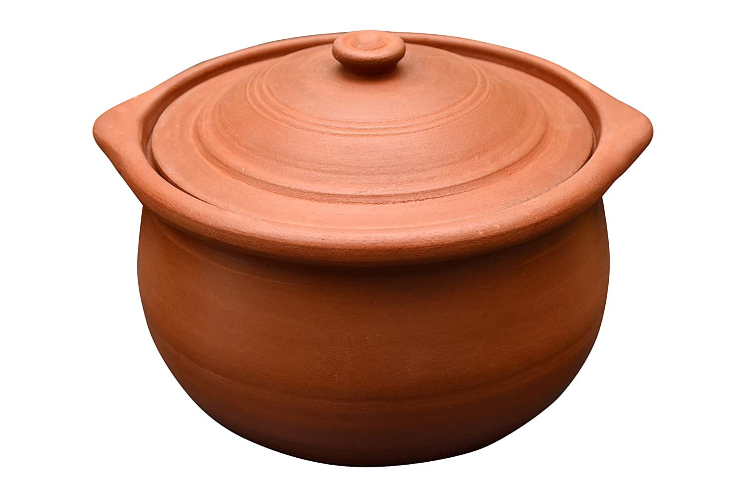 EZAHK Handmade Clay Earthen Nonstick Kadai Pot with Lid for Cooking ...