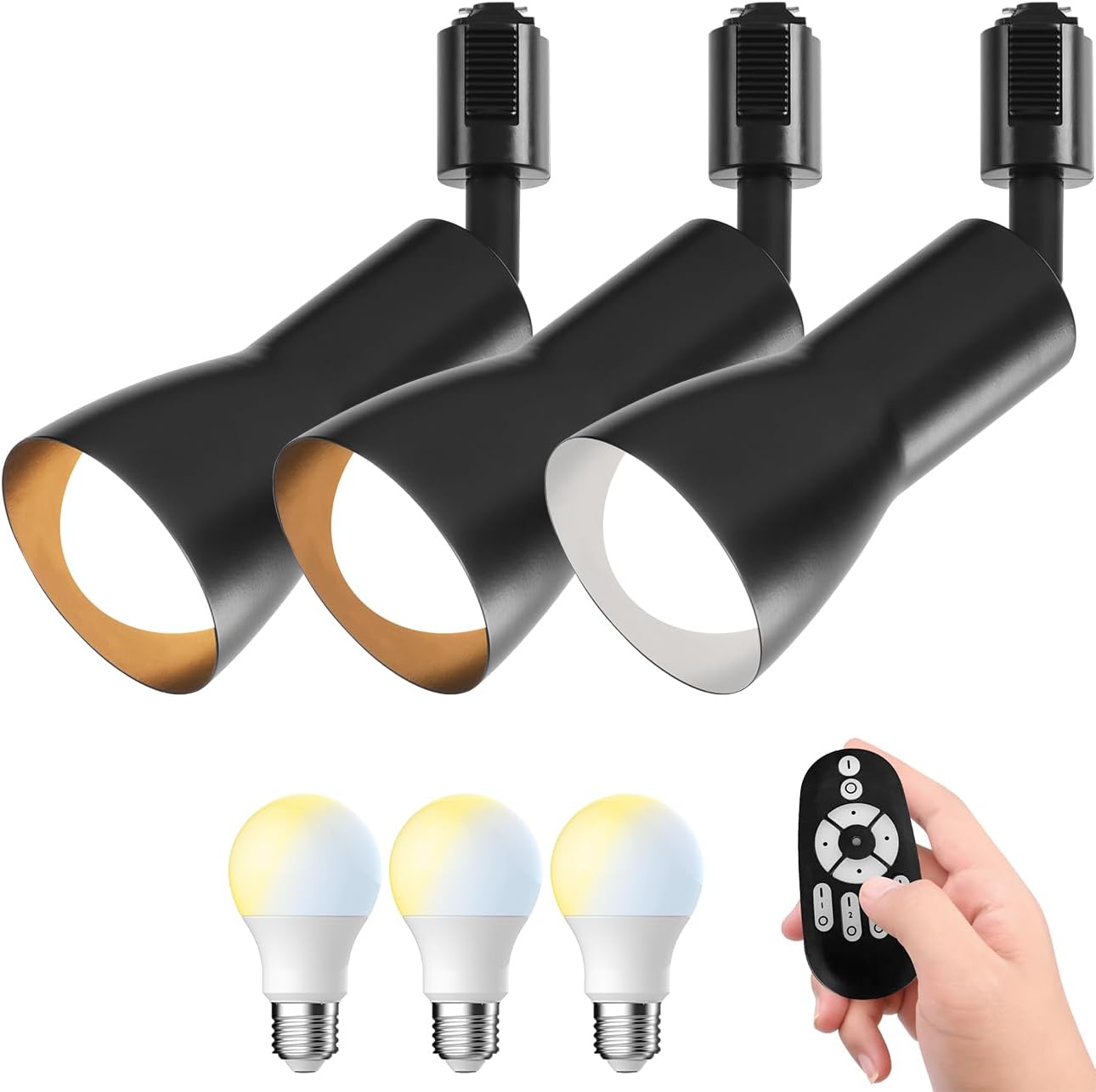 Amazon.co.jp : Pirlamp ダクトレール用 スポットライト 3個セット 消費電力8.3W（60W形相当） 900LM E26口金 LED電球付き リモコン付き 調光 調色 ...