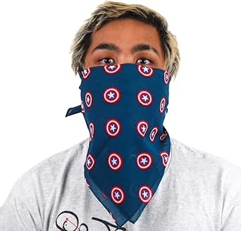Amazon.com: Marvel Comic Book Captain America Shield Blue Adult Bandana ...
