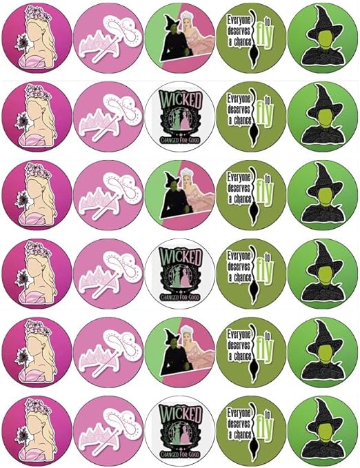 30 Wicked Movie Inspired Cupcake Toppers Edible Wafer Paper Fairy Cake ...