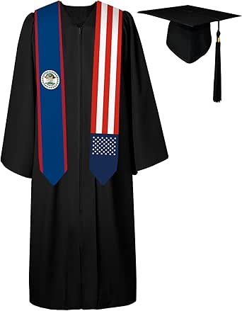 Amazon.com: 72 Inch Belize Flag and USA Flag Graduation Sash Unisex ...
