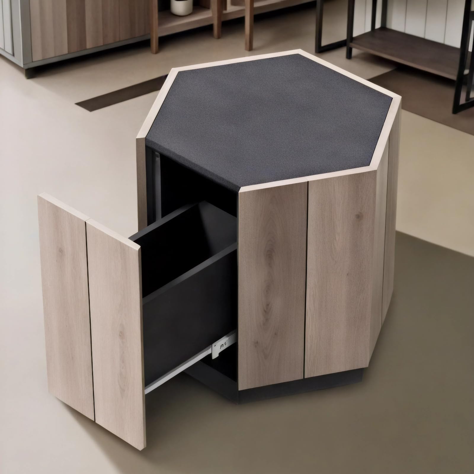 Amazon.com: ONNAHOMEStlyle Hexagonal End Table with Storage Drawers, Unique Industrial Wooden ...