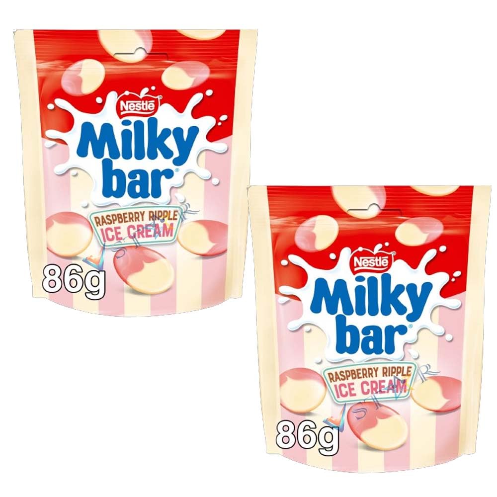 VSTAR Milkybar Buttons White Chocolate Raspberry Ripple Ice Cream Pouch ...