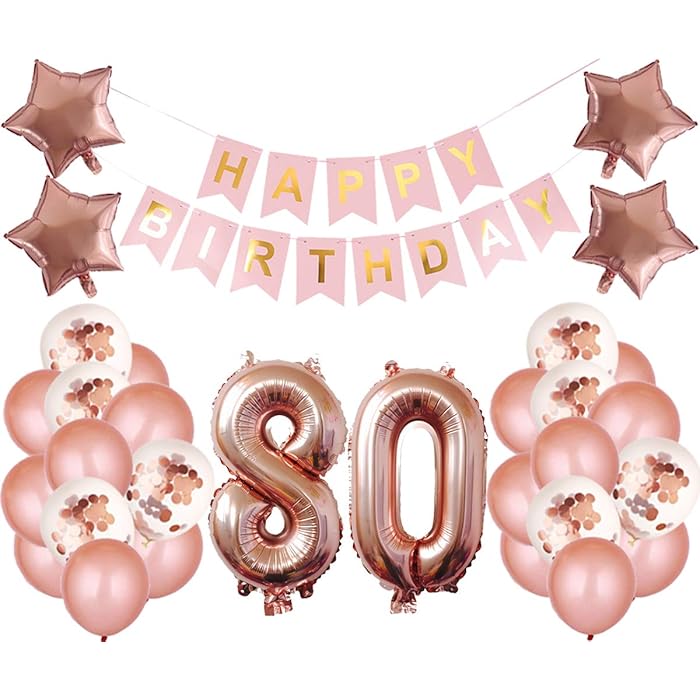 Buy 80th Birthday Party Decorations Kit Happy Birthday Banner with ...