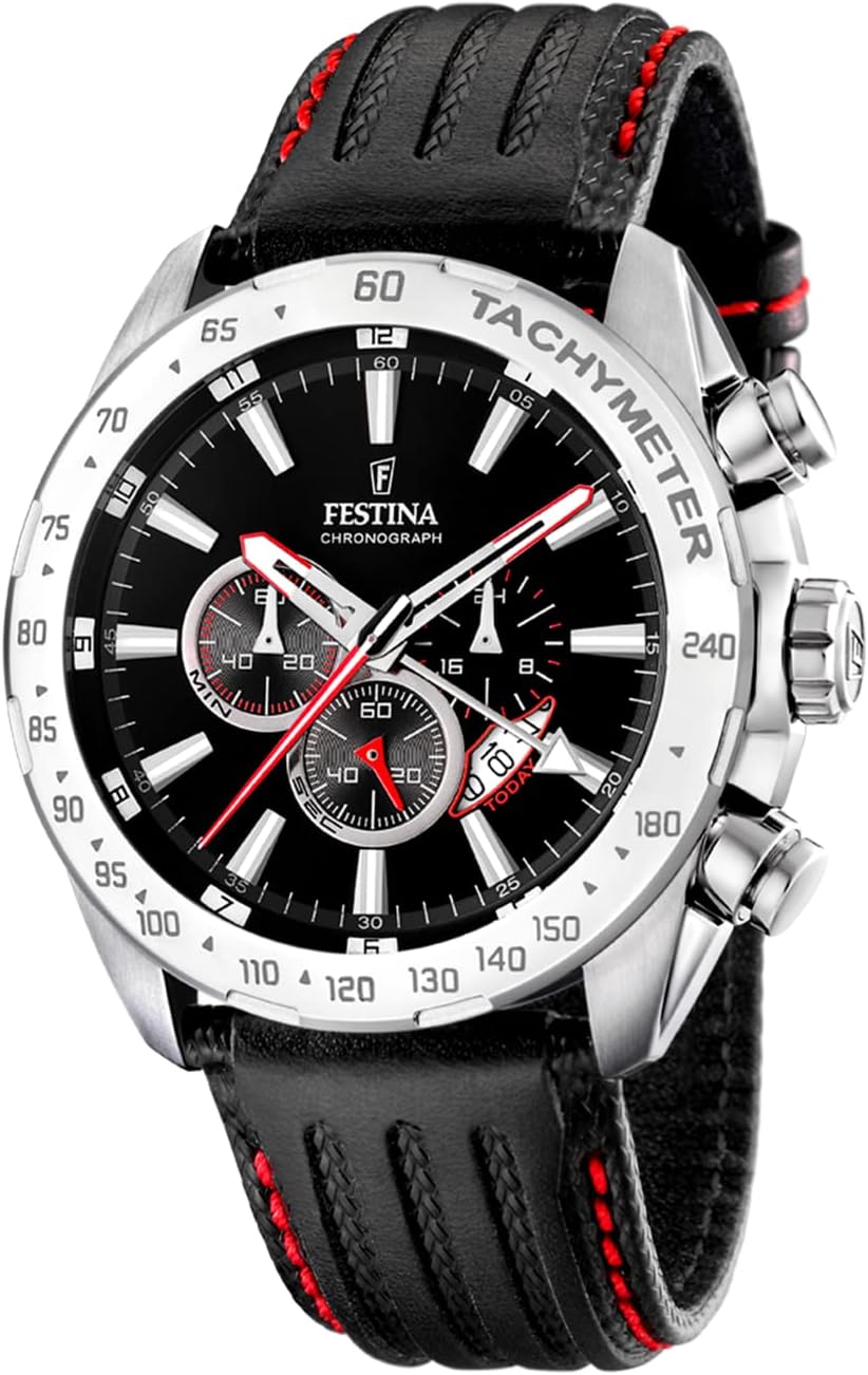 Festina Men's Chrono Watch F16489/5 With Black Leather Strap : Festina ...
