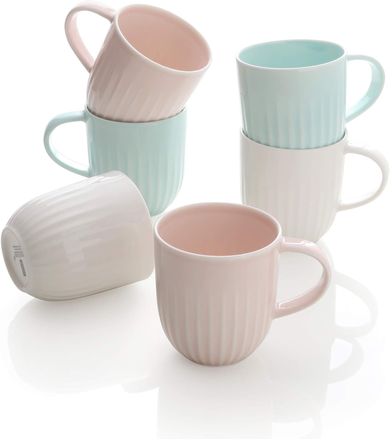 Amazon.com: Porcelain White Mugs for Coffee, Tea, Cocoa, Set of 4, 12 ...