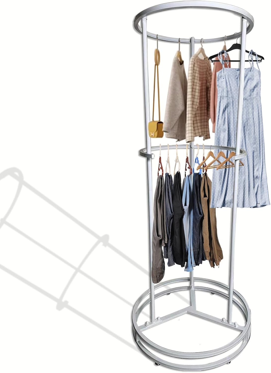 Amazon.com: AMSXNOO Floor-Standing Rotating Coat Rack, Portable Double ...