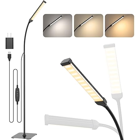 LED Touch Floor Lamp,Bright Reading Standing Lamp with Remote,10 Steps ...