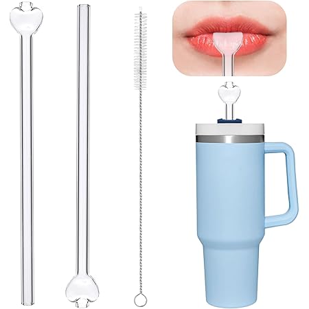 Amazon.com: Reusable Glass Straws with Anti Wrinkle Design, Prevent Lip ...