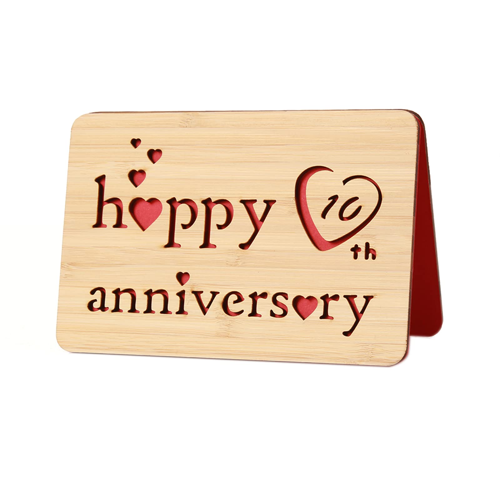 Amazon.com : Della Stella Wooden Happy 10th Anniversary Card,Handmade ...
