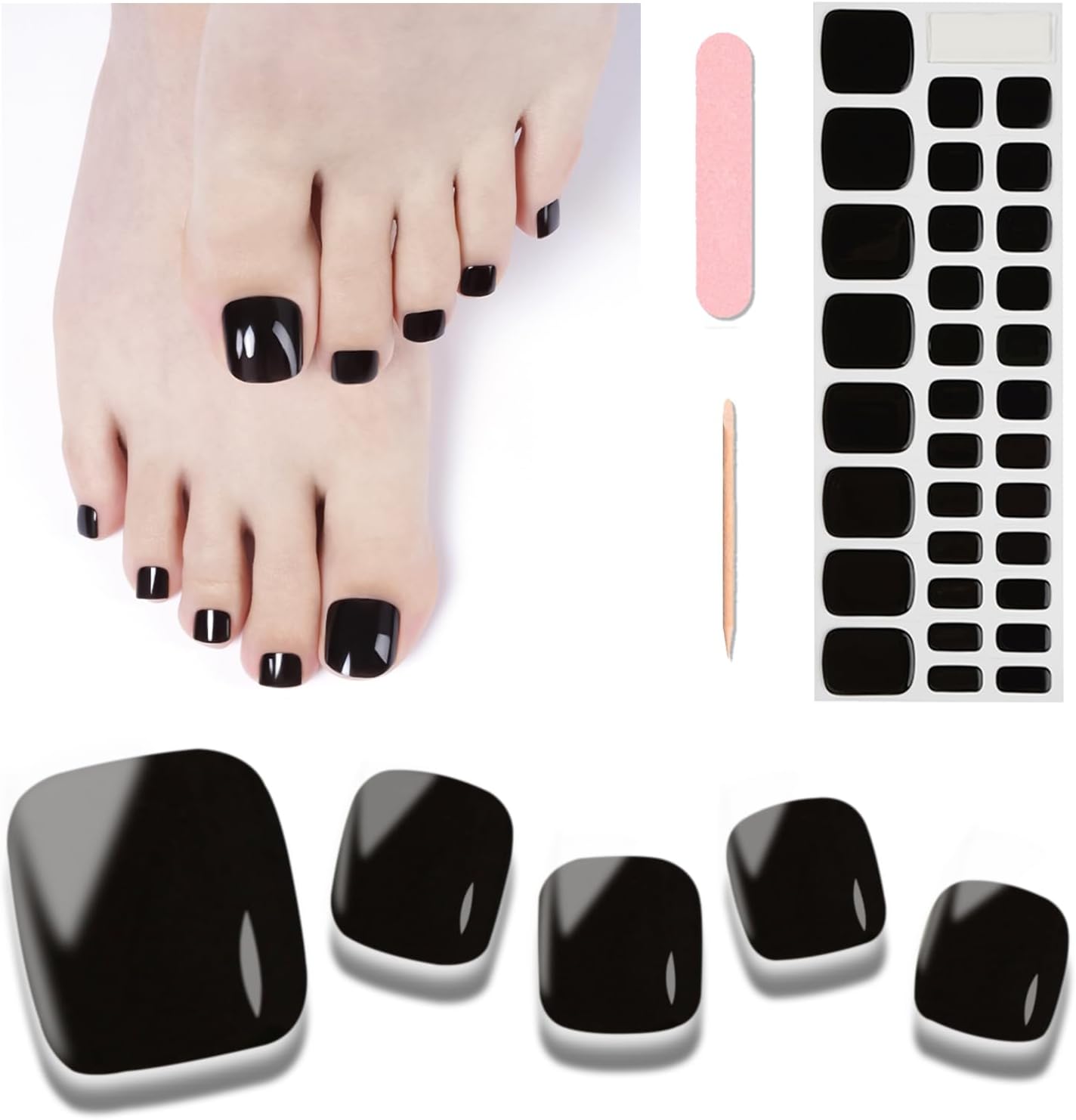 Amazon.com: Wekcekcek Semi Cured Gel Toenail Strips, 32 Hazy Dark Night ...