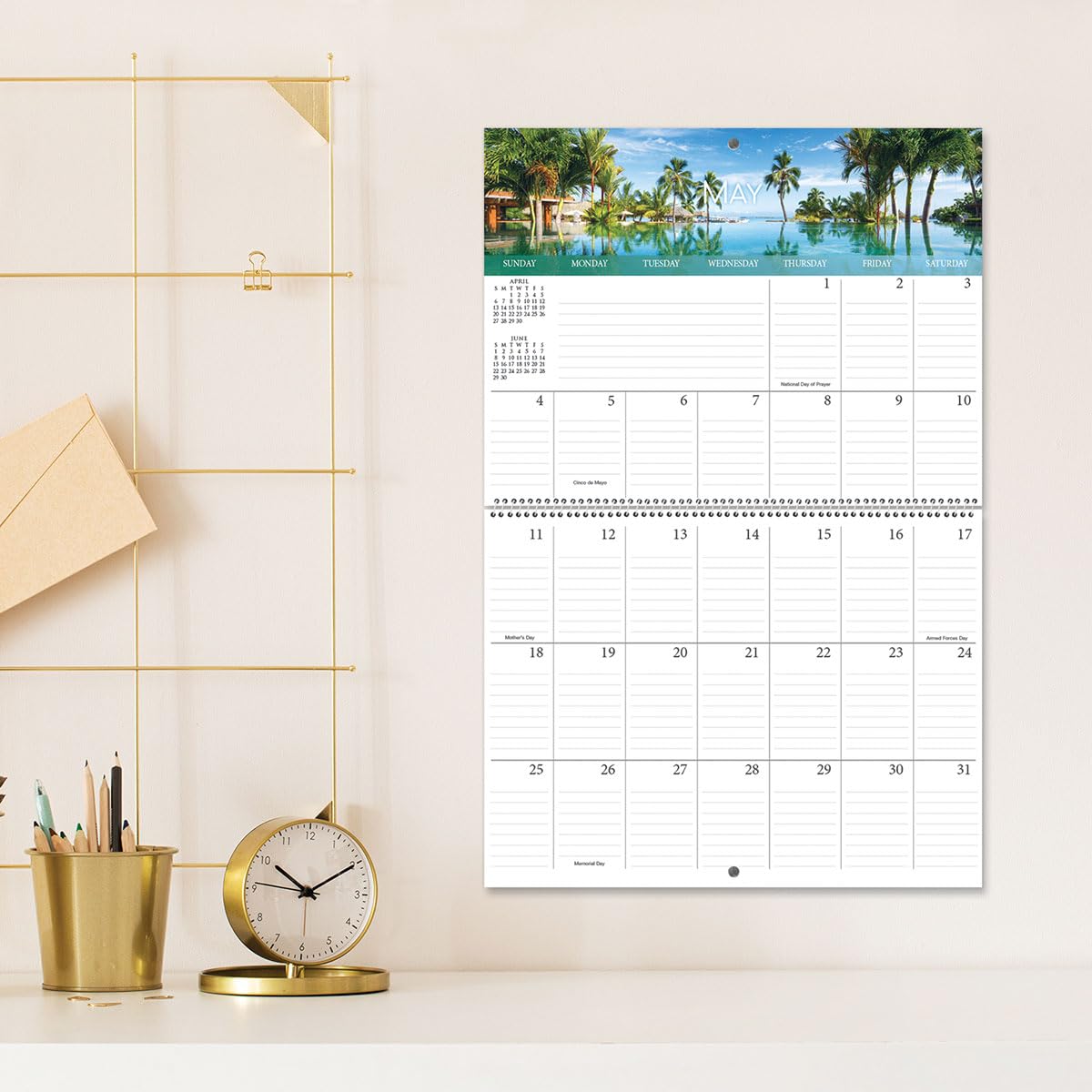Snapklik.com : 2025 Tropical Paradise Big Grid Wall Calendar, 12-Inch X ...