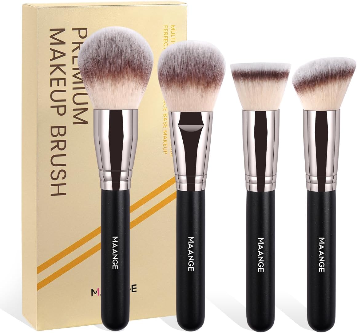 Amazon.com: MAANGE Makeup Brush Set 4 Pcs Premium Foundation Brush ...