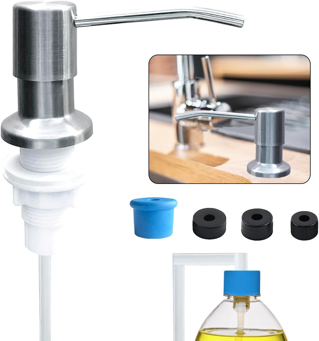 Amazon.com: Kanehosi Soap Dispenser for Kitchen Sink, Stainless Steel ...